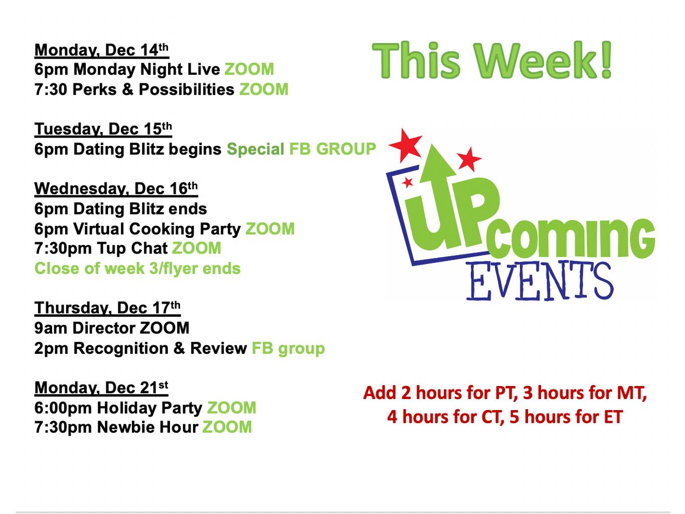 upcoming events | Legacy Party Sales