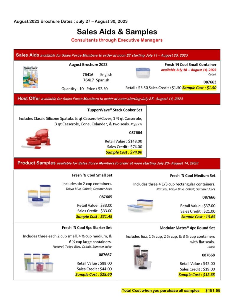 August Samples | Legacy Party Sales