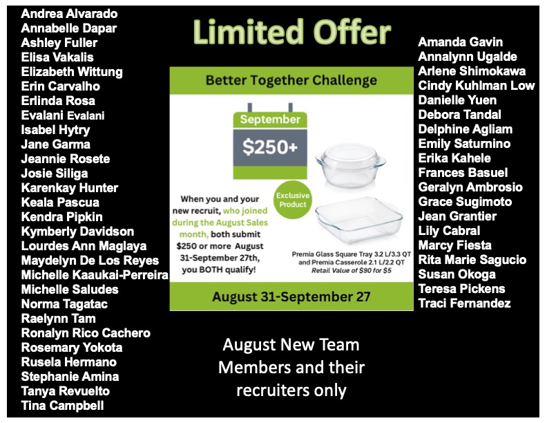 September Incentives | Legacy Party Sales