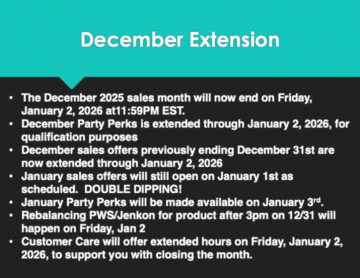 December Sales month change | Legacy Party Sales