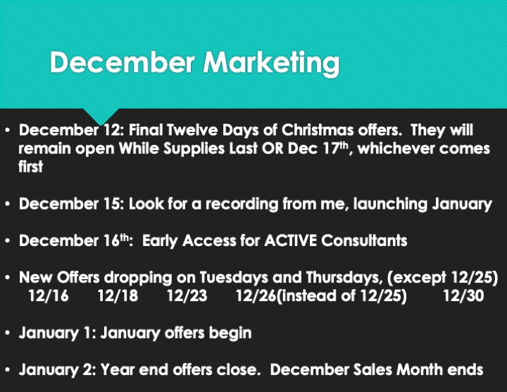 December Sales month change | Legacy Party Sales