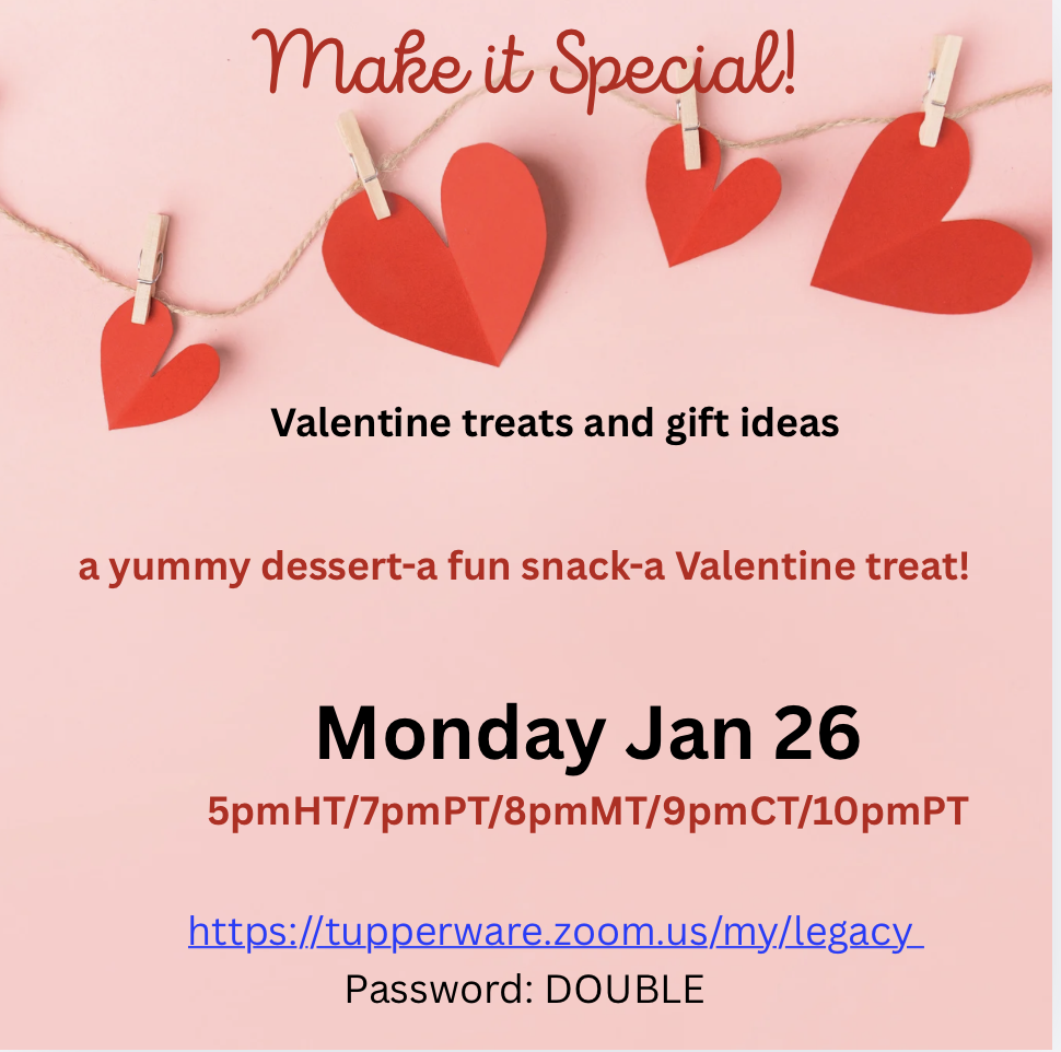 Schedule change for Monday/February Calendar | Legacy Party Sales